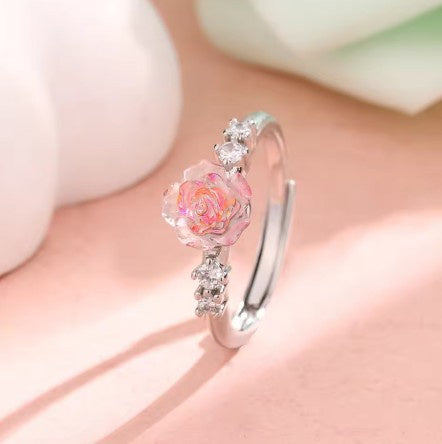 Resizable Pink Rose Ring – The Stage Shop
